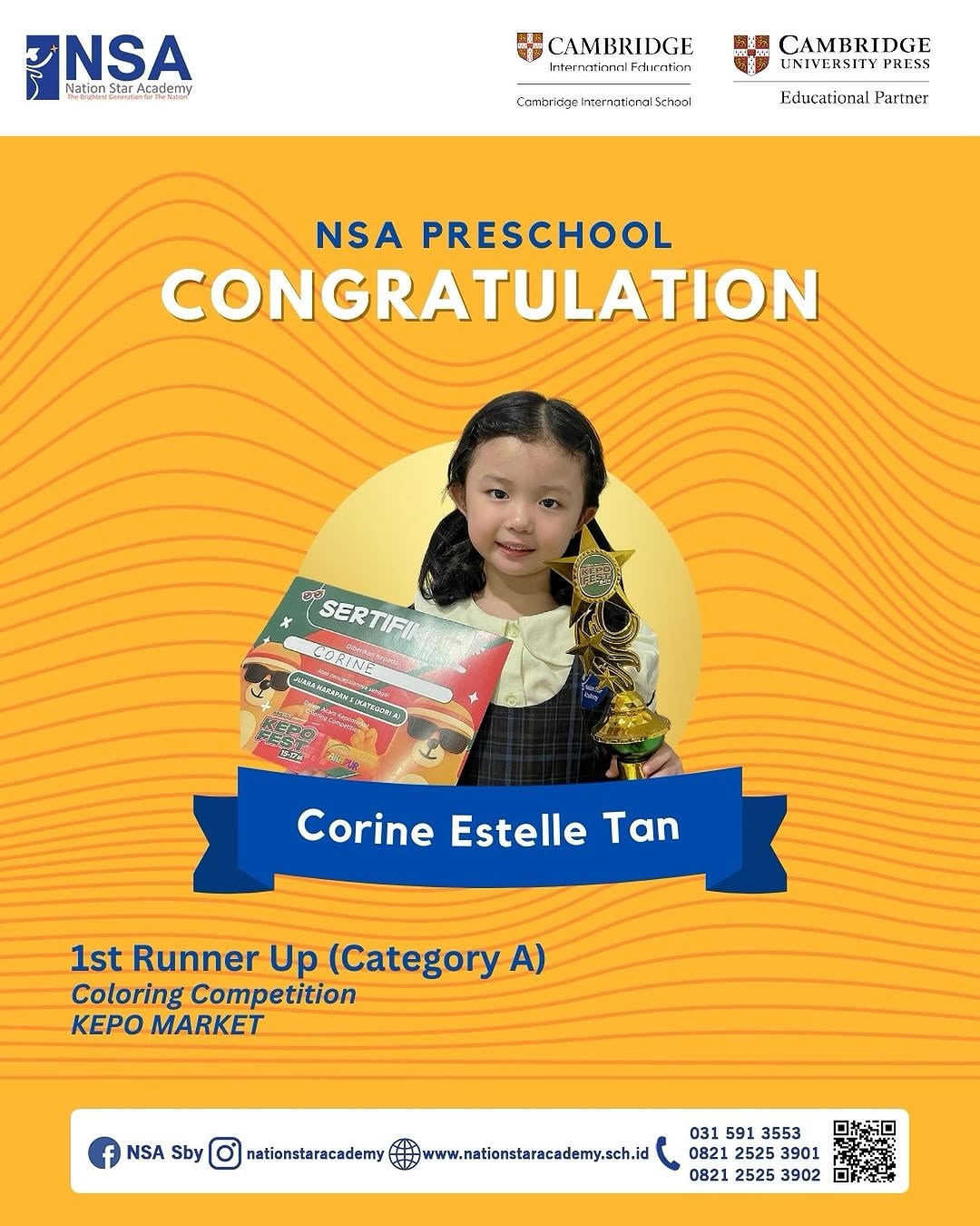 Selamat Kepada Corine Estelle Tan - Nation Star Academy